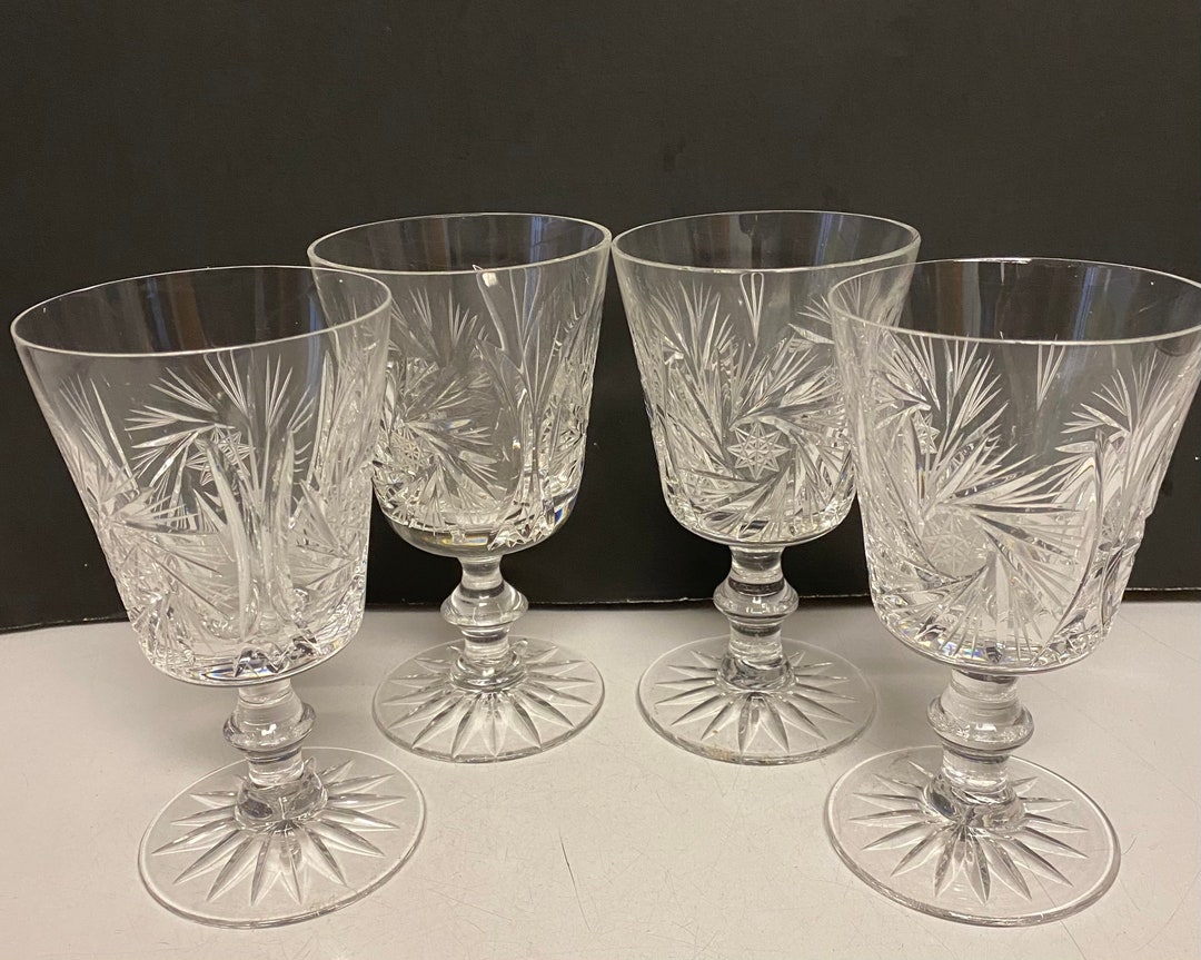 Kusak Cut Glass Works Berlin Stemmed Wine Glasses Set of Four - Etsy