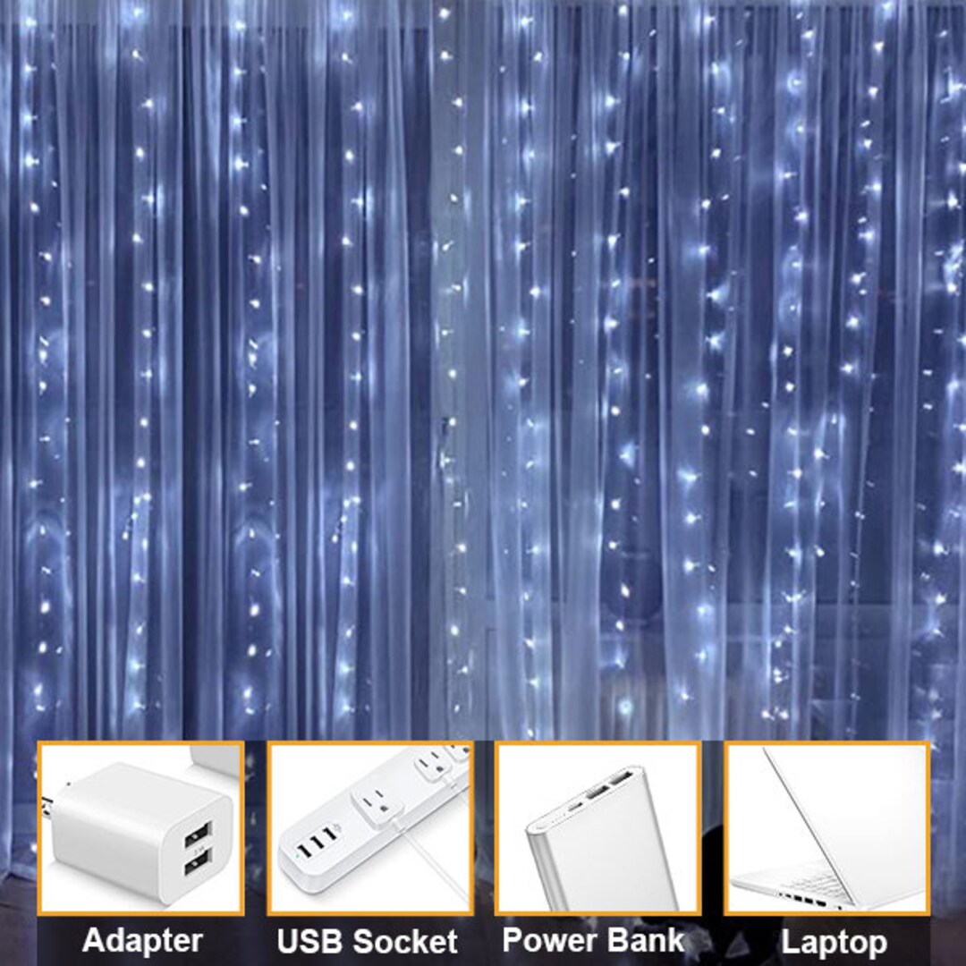 Perfect Holiday 300 LED USB Fairy Curtain Light With Remote 8 Light ...