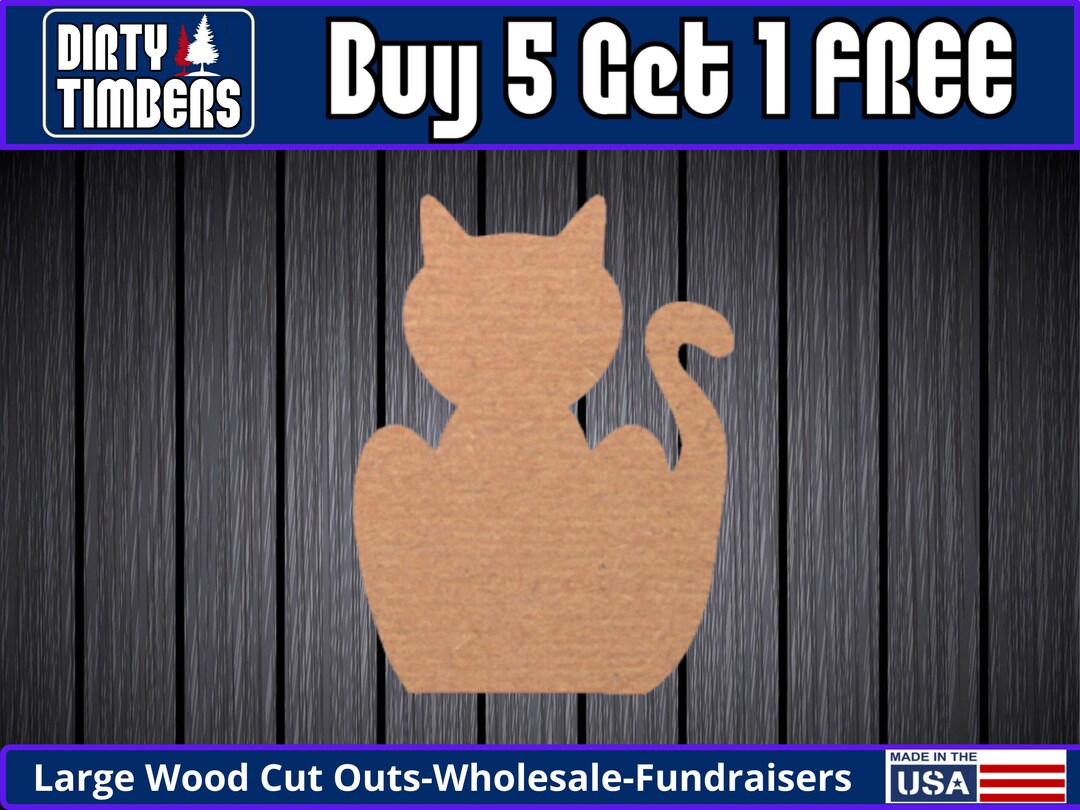 Cat Wood Sign Unfinished Wood Door Hanger MDF Paint Blank Diy Kit Door ...