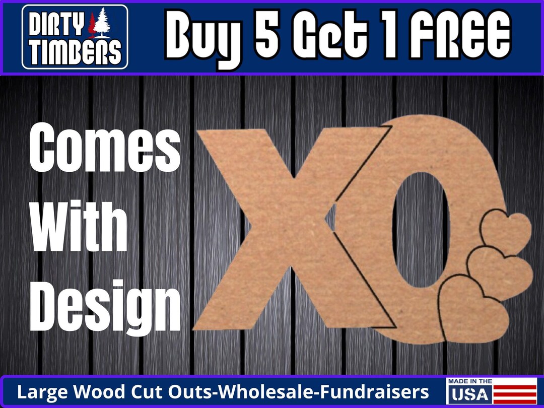XO Heart Wood Sign Lines Unfinished Wood Door Hanger MDF Paint Blank ...