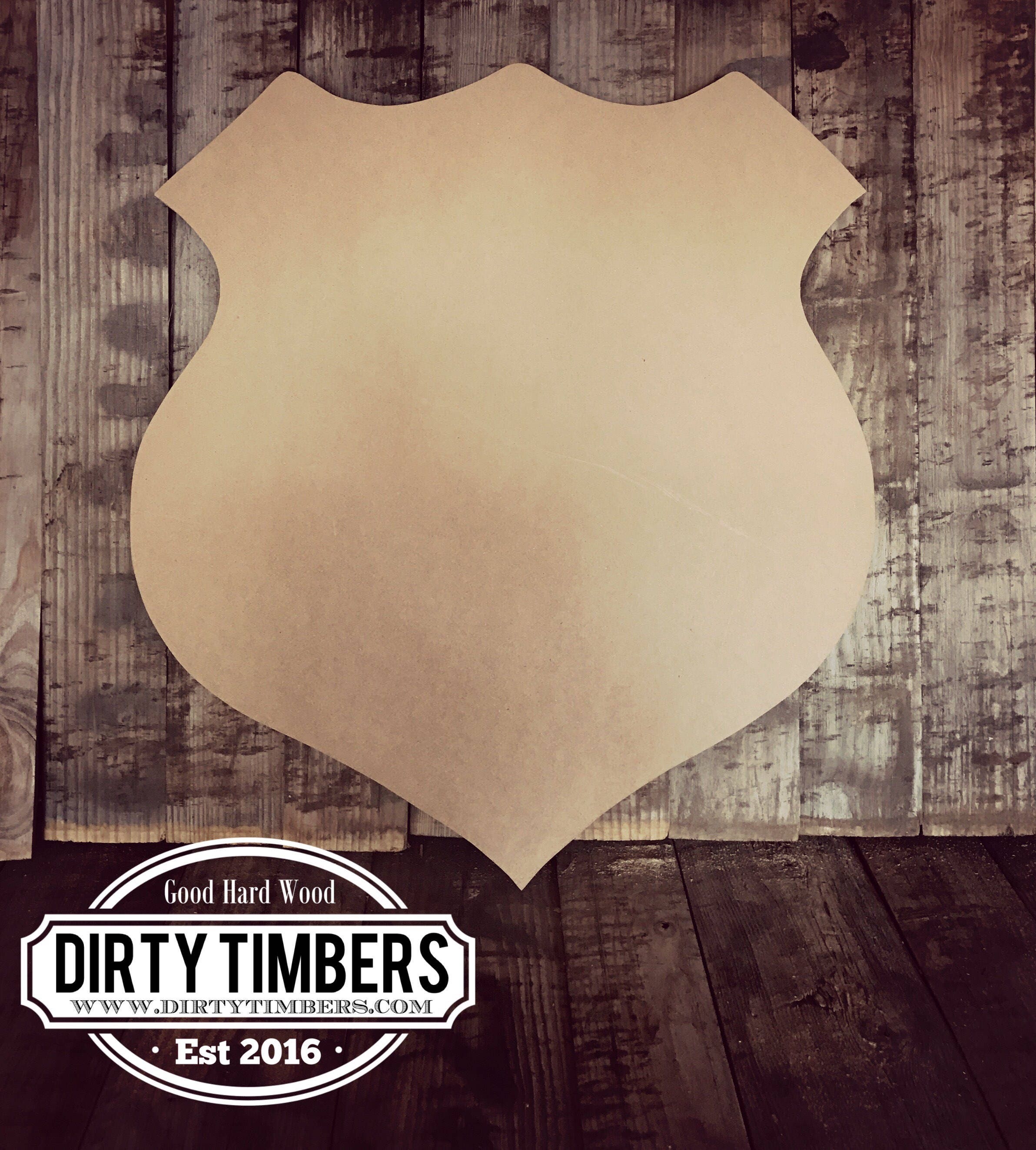 Unfinished Police Badge Cop Front Door Hanger Shield DIY Blank Wood Cut ...
