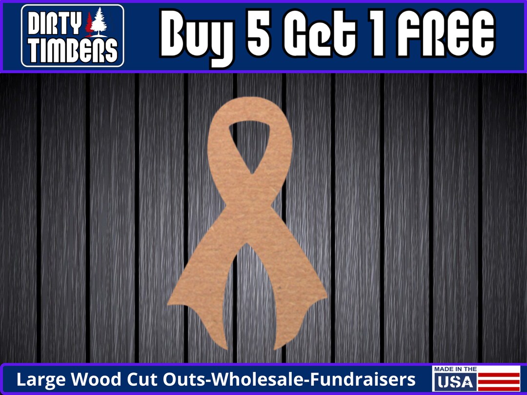 Cancer Ribbon Wood Sign Unfinished Wood Door Hanger MDF Paint Blank Diy ...