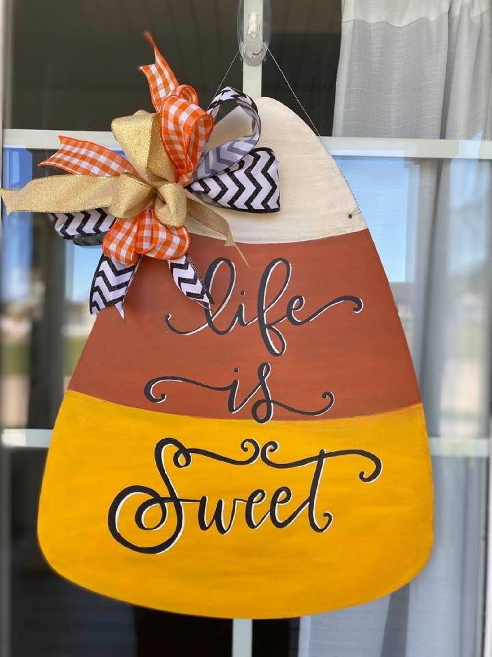 Unfinished Candy Corn Door Hanger Fall Halloween DIY | Etsy