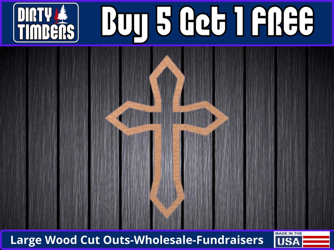 Cross Wood Sign Template Unfinished Wood Door Hanger MDF Paint Blank ...
