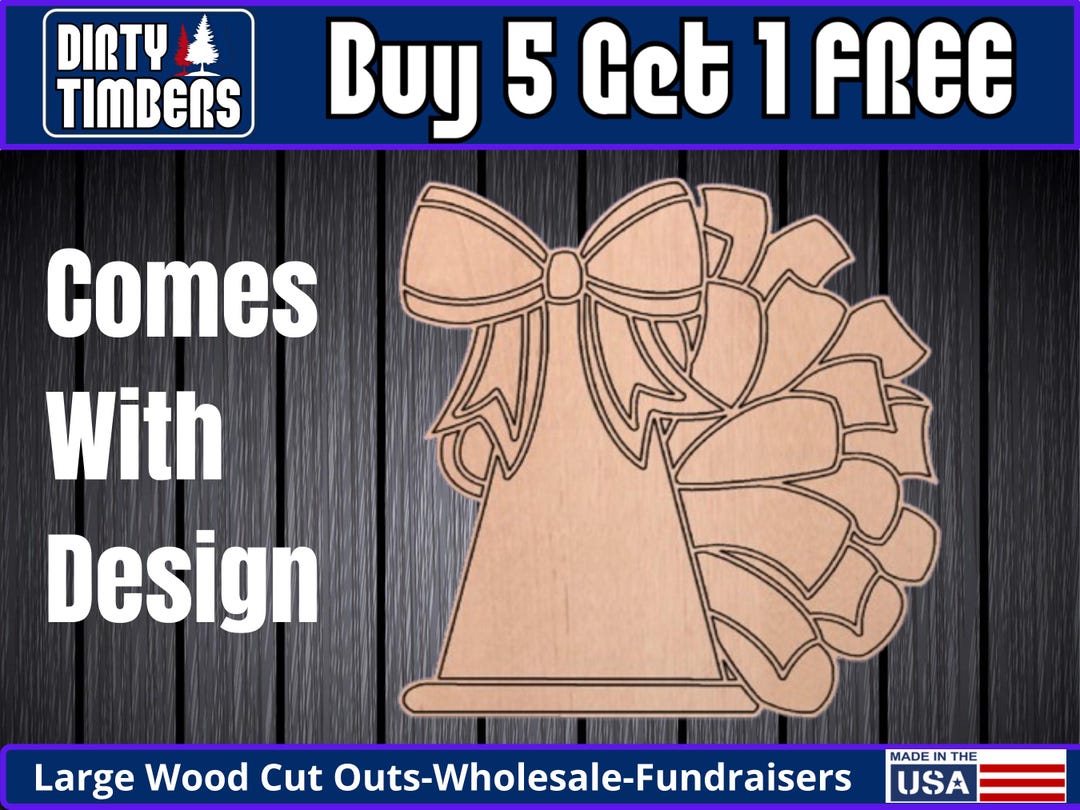 Cheerleading Megaphone Wood Sign Template Unfinished Wood Door Hanger ...