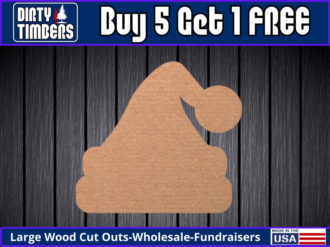 Santa Hat Wood Sign Unfinished Wood Door Hanger MDF Paint Blank Diy Kit ...