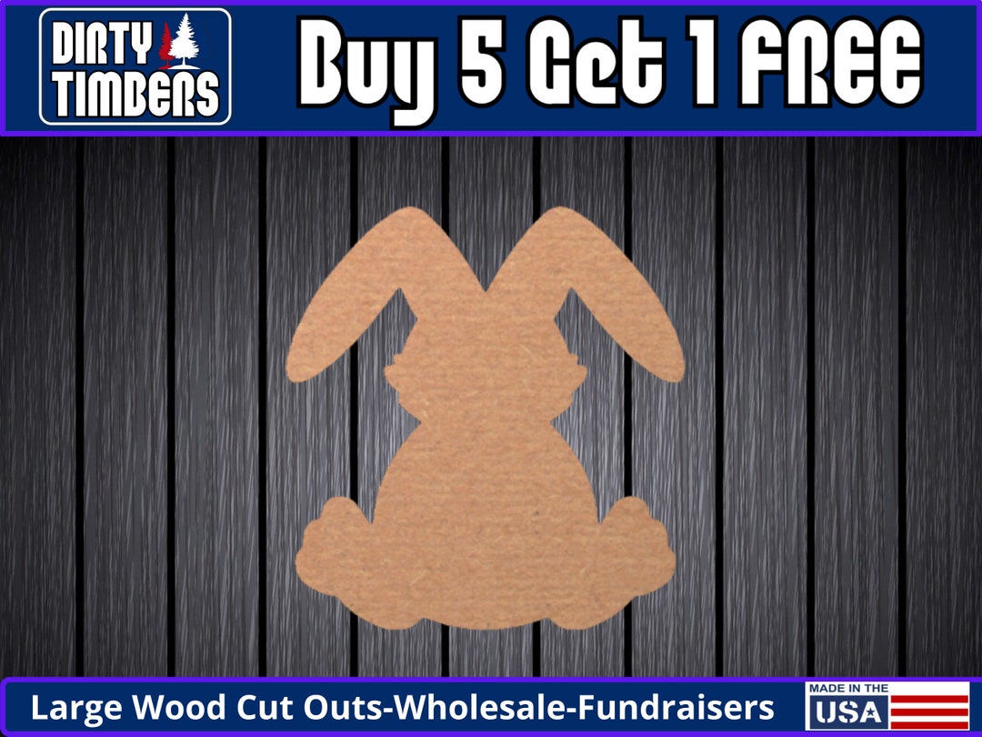 Easter Bunny Wood Sign Rabbit Unfinished Wood Door Hanger MDF Paint ...