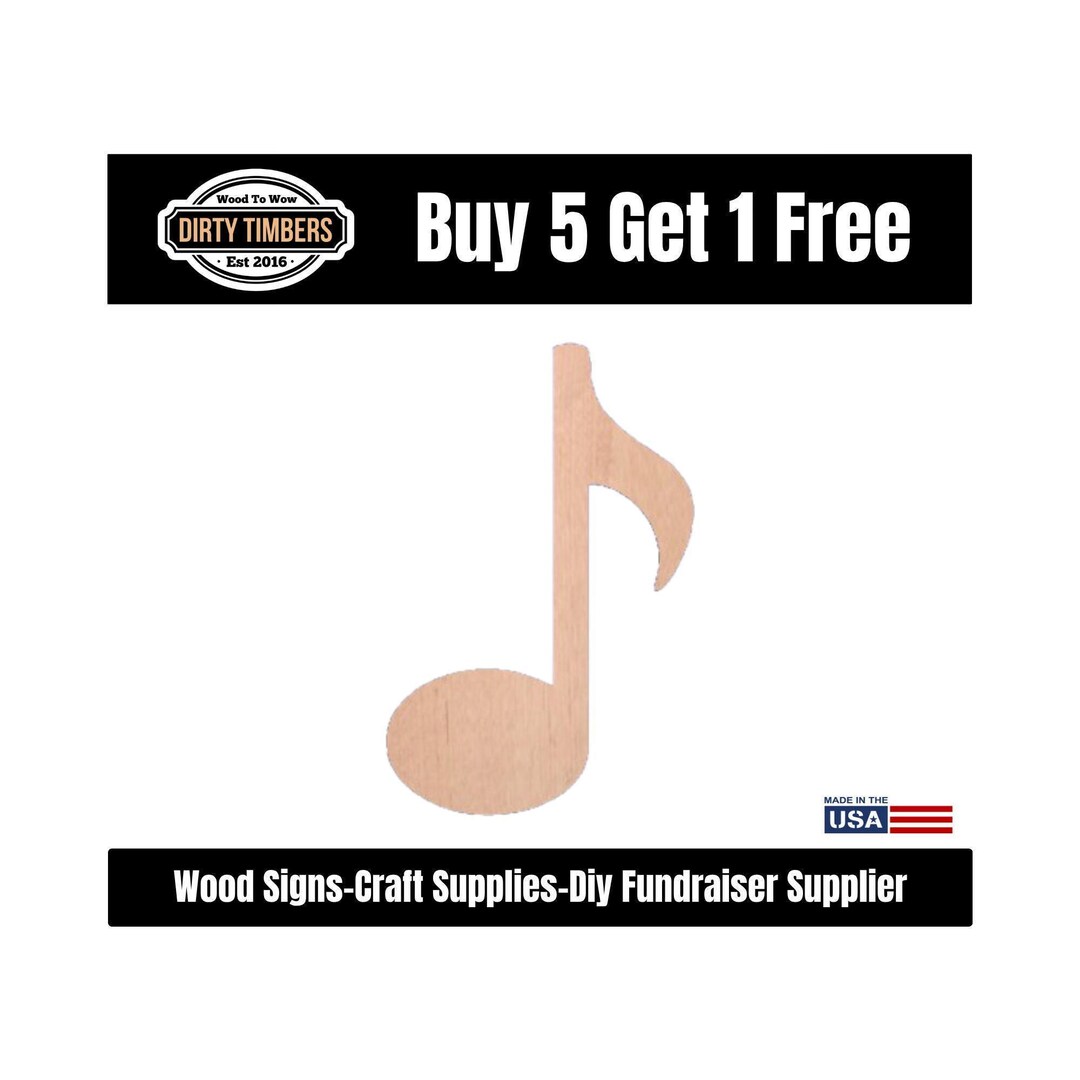 Eighth Note Wood Sign Template Unfinished Wood Door Hanger MDF Paint ...