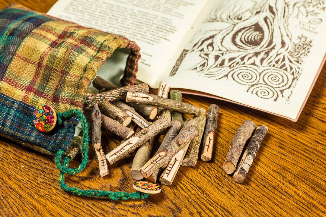 Celtic Tree Ogham Sticks With Luxury Bag and Book, for Divination ...