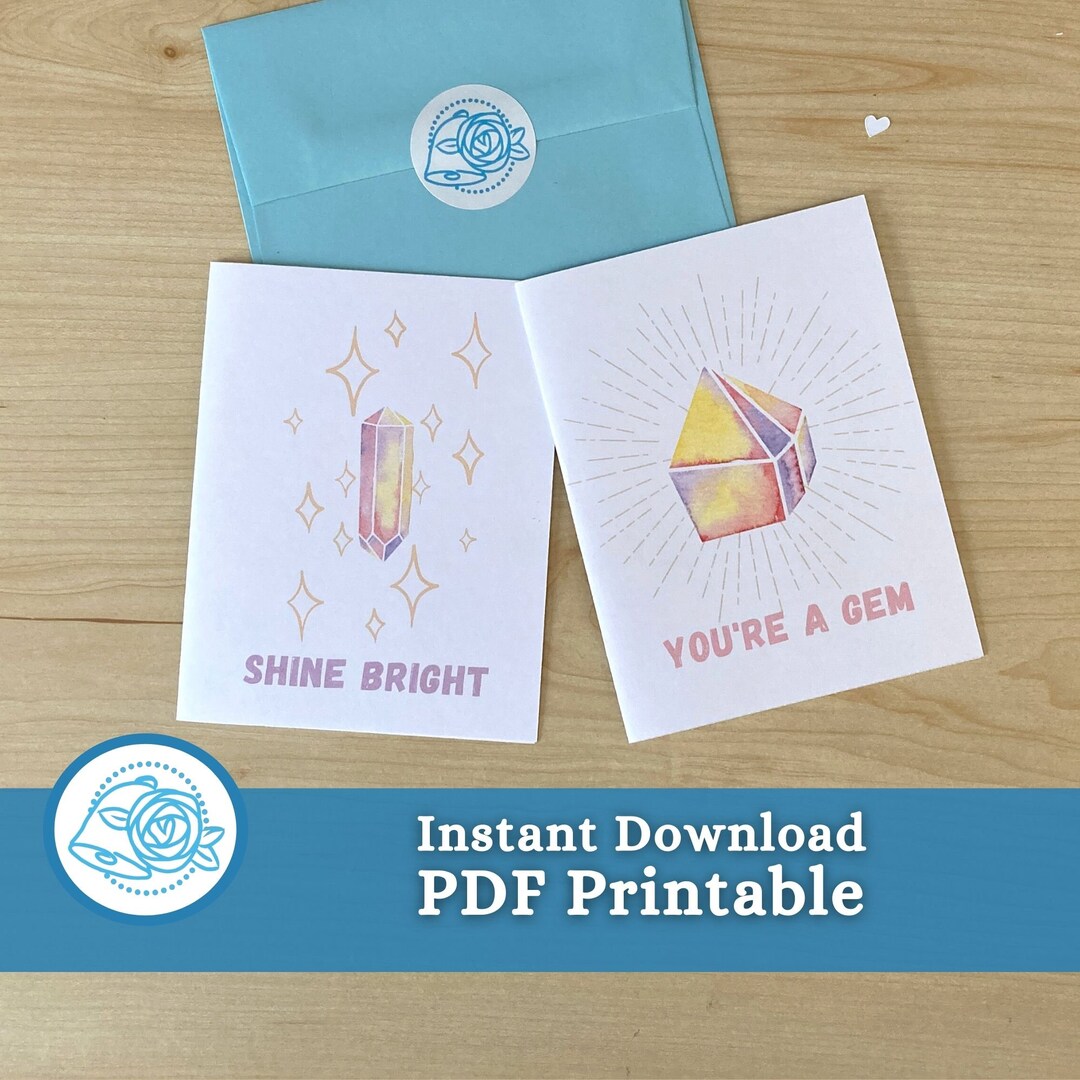 Printable Gem Card Bundle, Birthstone Card for Home Printer, Print Kid ...