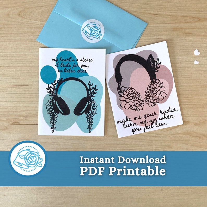 Printable Cards With Love Song Lyrics, Digital Cards for Music Lovers ...