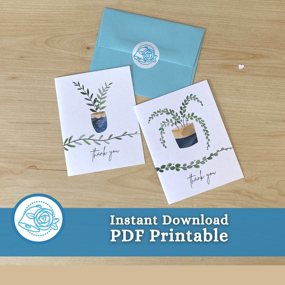 Printable Thank You Card Bundle, Potted Plant Lover Gifts, Indoor Plant ...