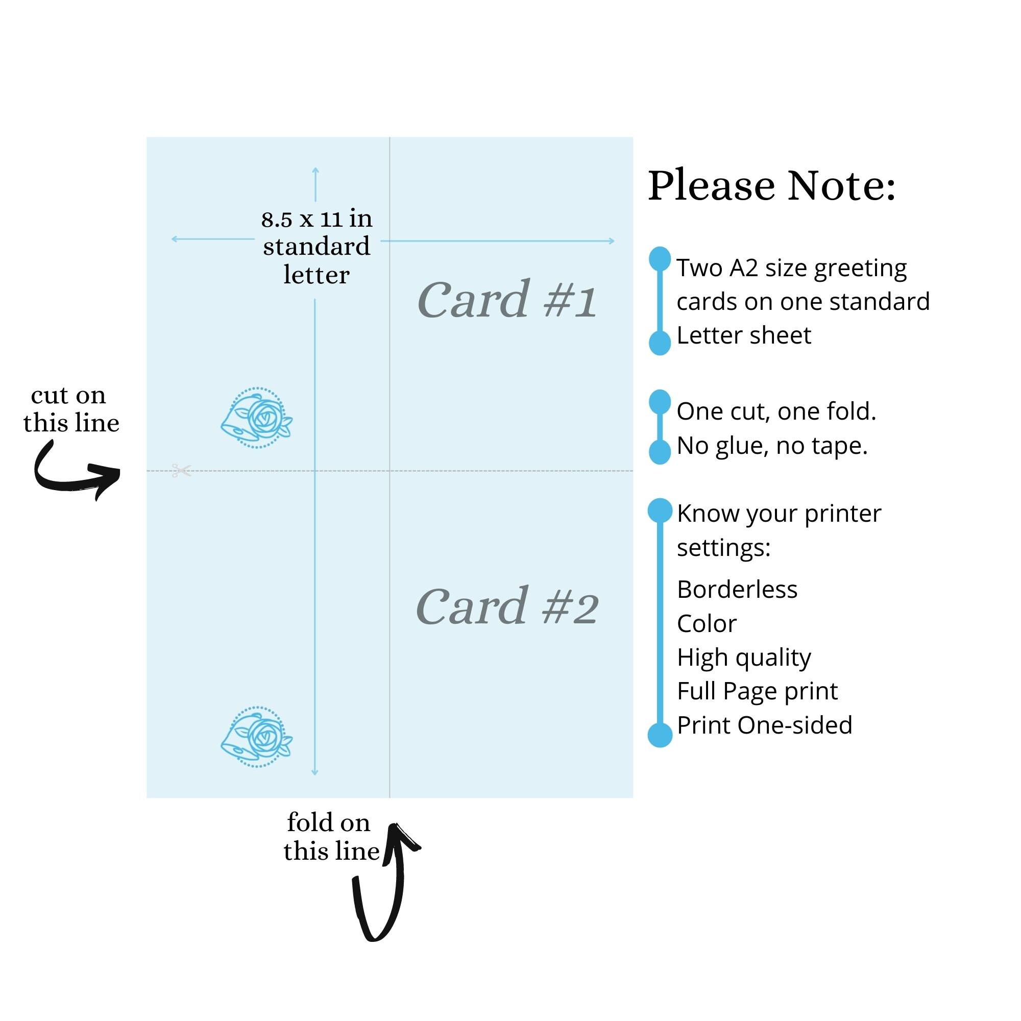Printable Greeting Cards, Digital Cards for Home Printer, Print ...