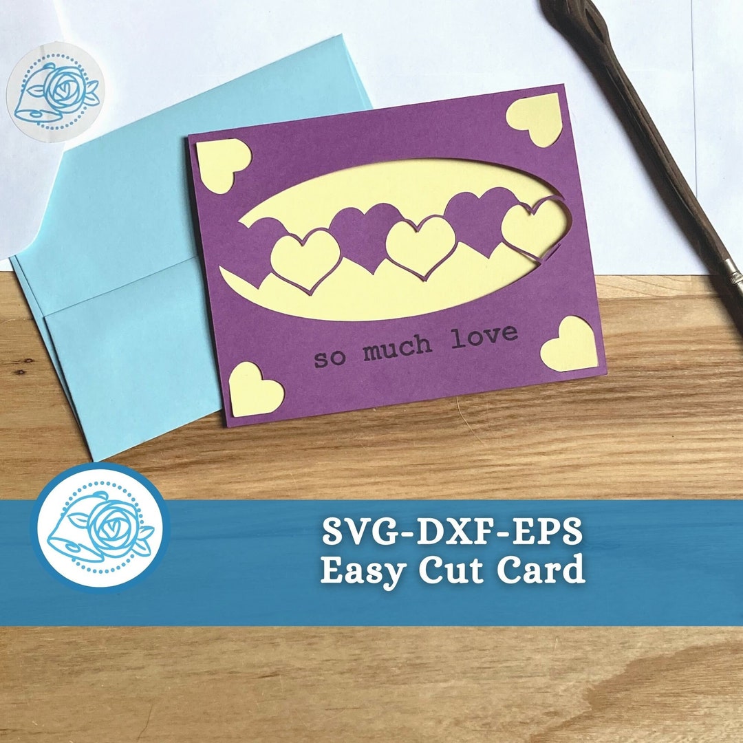 So Much Love Heart Chain SVG Easy Insert Card Design File, Cricut Joy ...