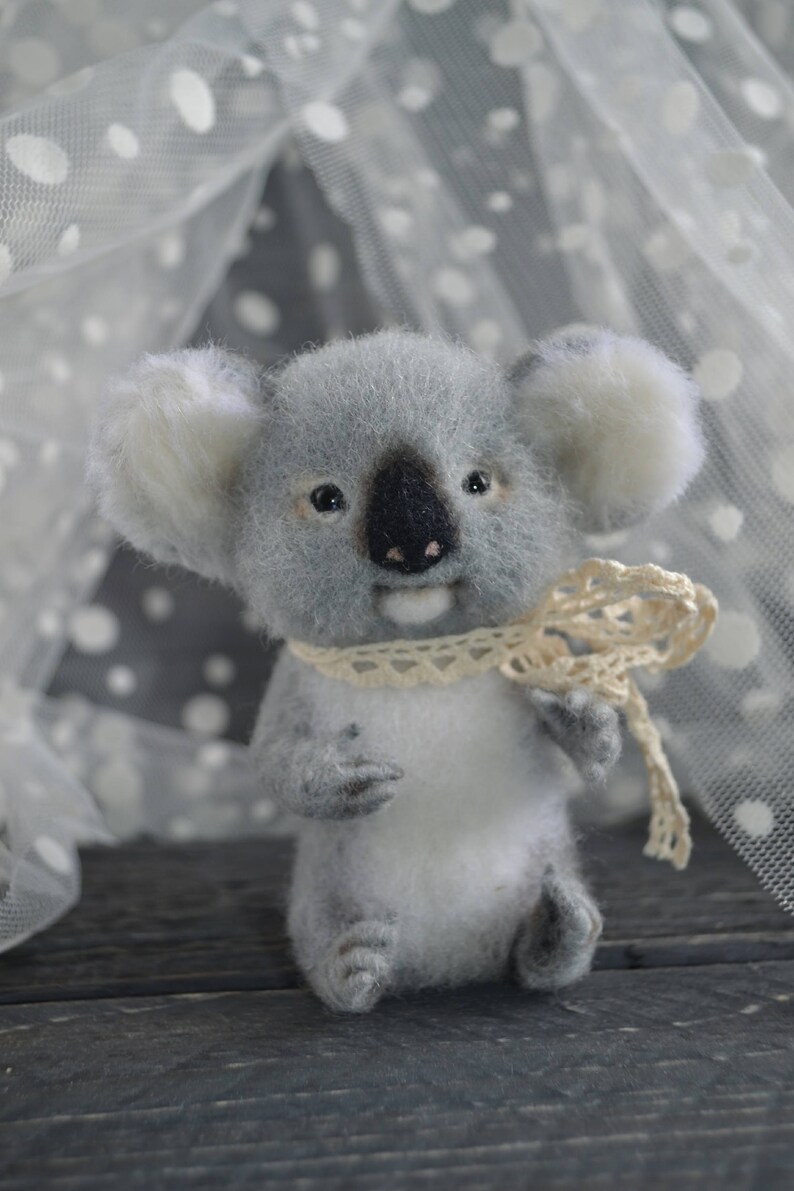 Needle Felted Koala Felt Tiny Animals Wool Felt Miniature - Etsy