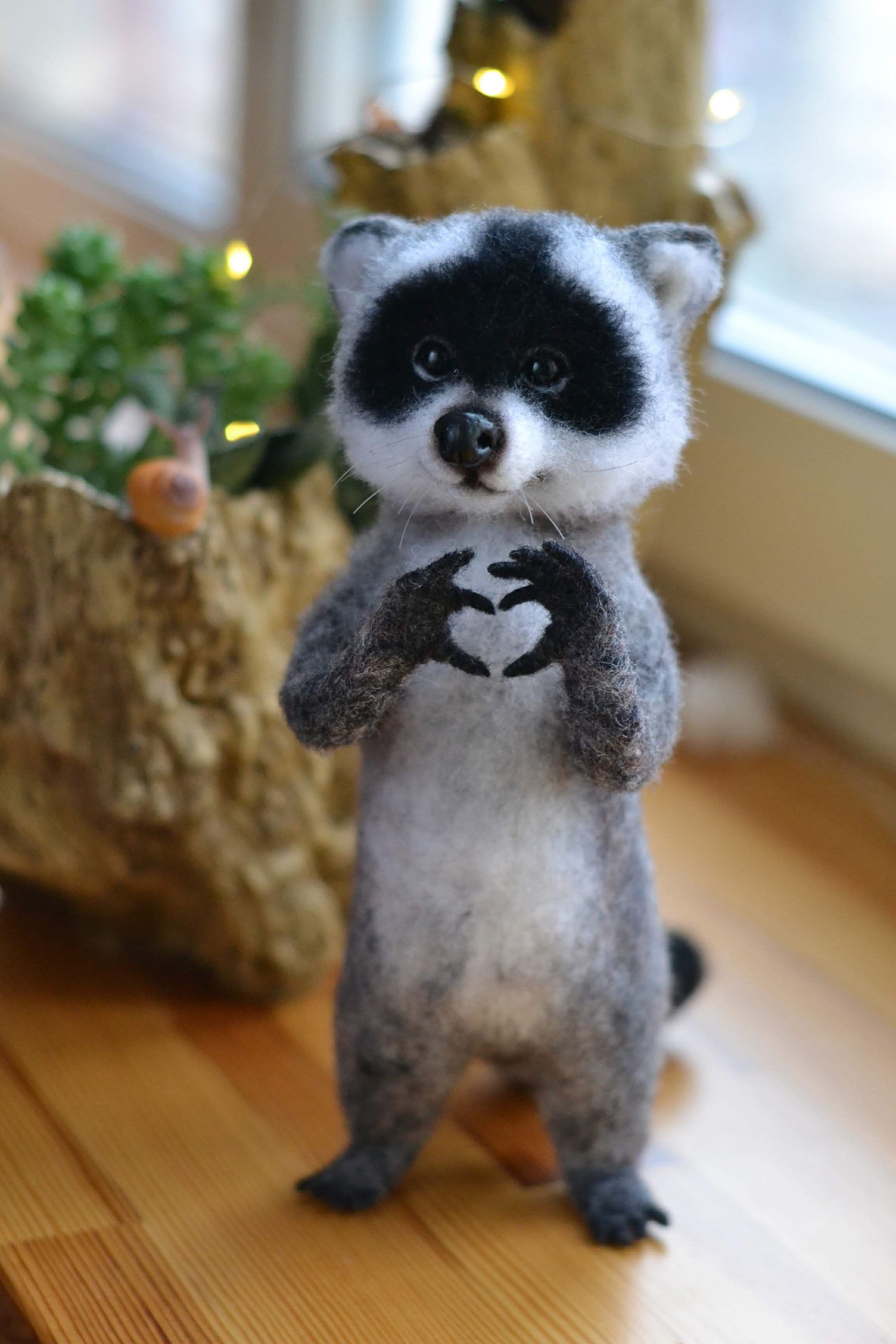 Felted Raccoon MADE TO ORDER Felt animals Love raccoon Wool | Etsy