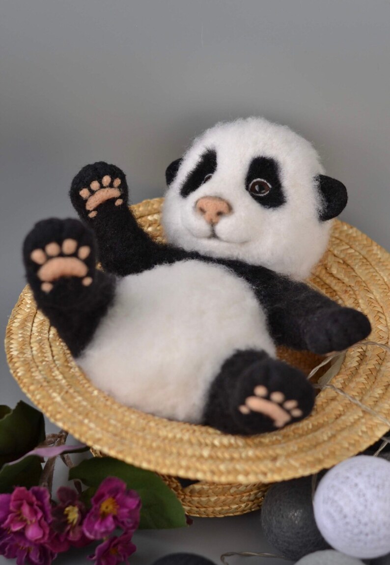 Needle Felted Panda MADE TO ORDER Woolen Miniature Felt - Etsy