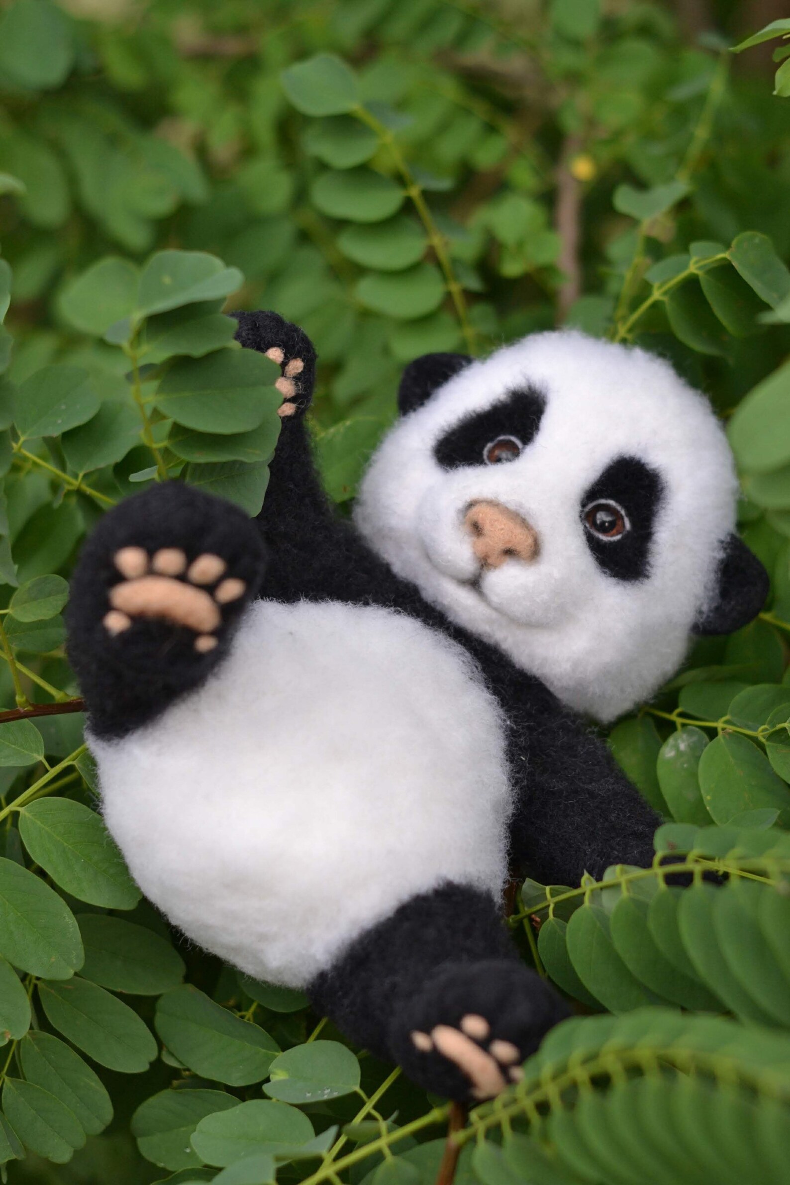 Needle felted panda MADE TO ORDER woolen miniature felt | Etsy