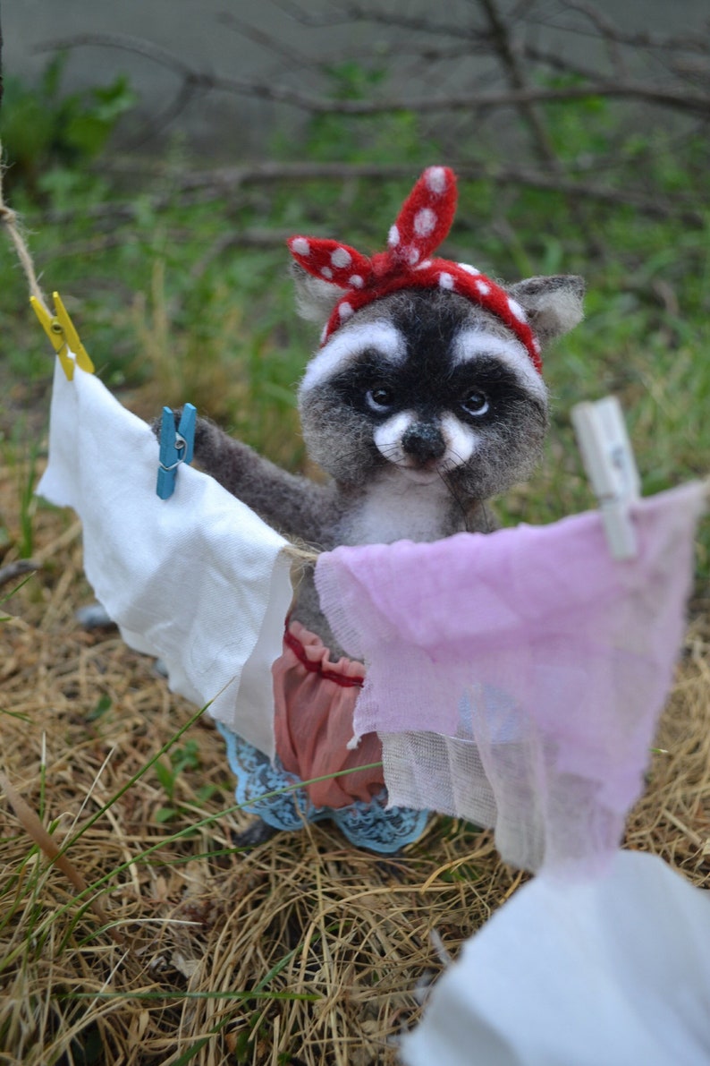 Raccoon Needle Felted Animal MADE TO ORDER Felt Animals - Etsy