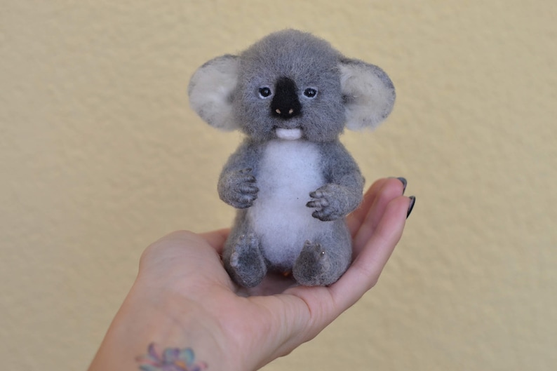 Needle Felted Koala Felt Tiny Animals Wool Felt Miniature - Etsy