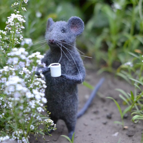 Needle Felted Mouse Mice Realistic Mouse With Ice Creame - Etsy