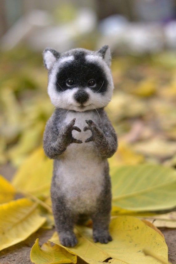 Felted raccoon MADE TO ORDER Felt animals Love raccoon Wool | Etsy