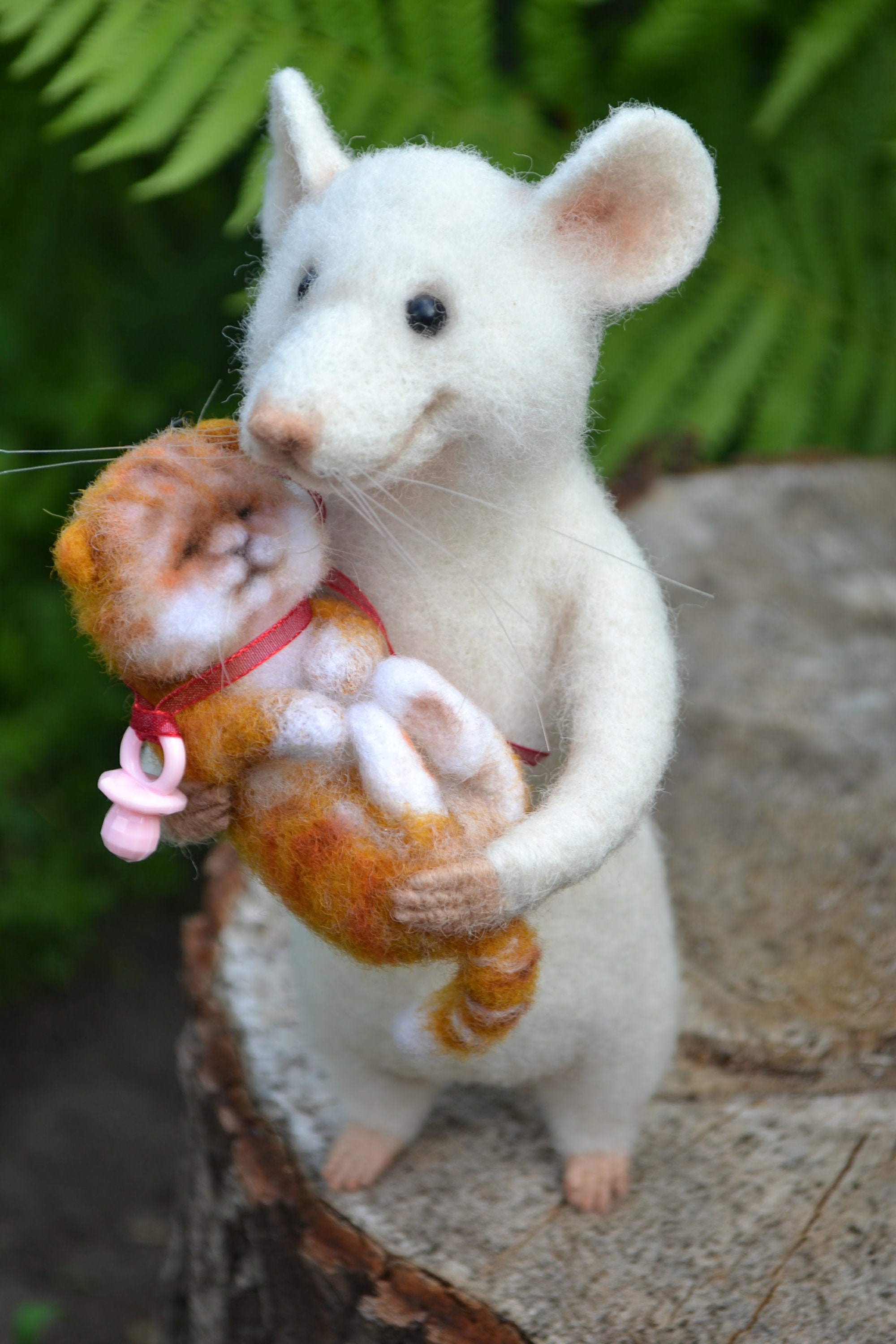 Mouse and Sleeping Kitten MADE TO ORDER Needle Felted Animal - Etsy