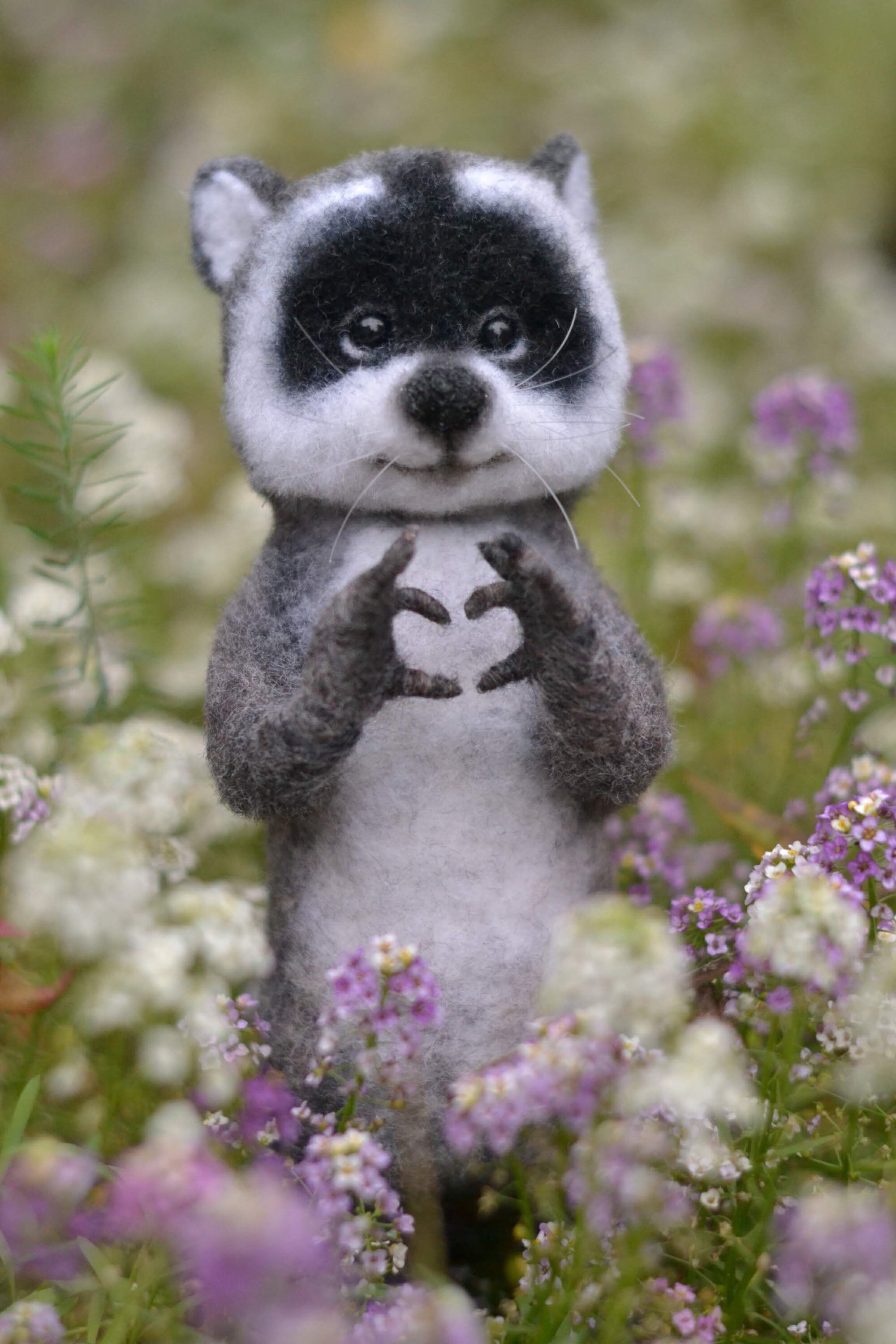 Felted raccoon MADE TO ORDER Felt animals Love raccoon Wool | Etsy