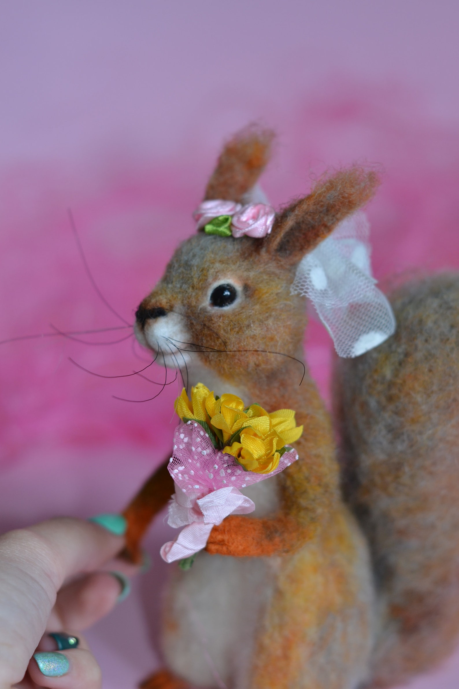 Needle Felted Wedding Squirrels Decoration Bride and Groom | Etsy