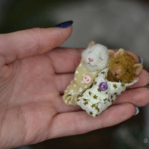 Needle Felted Sleeping Mice Tiny Mouse Needle Felted Animal Dollhouse ...