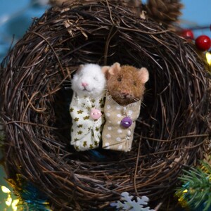 Needle Felted Sleeping Mice Tiny Mouse Needle Felted Animal Dollhouse ...