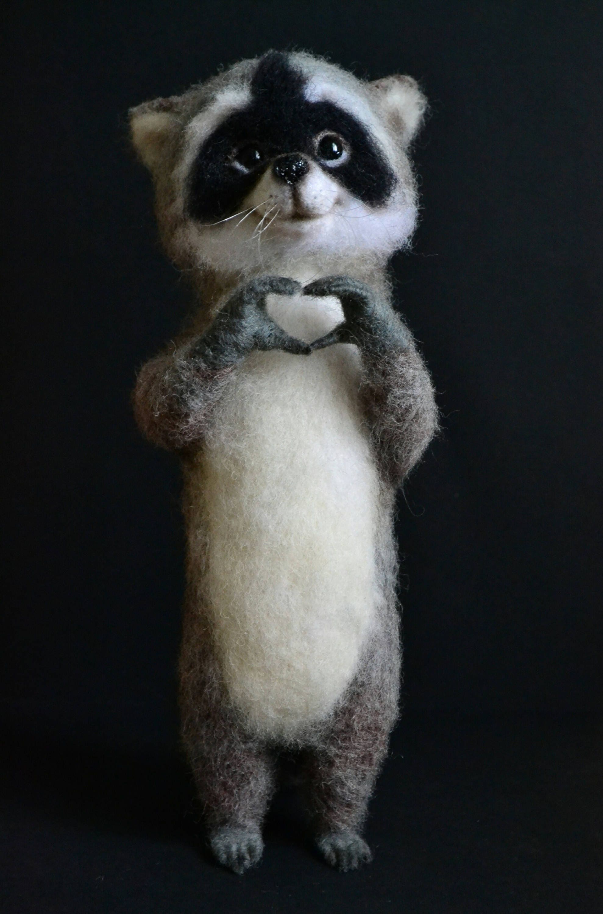 Felted Raccoon MADE TO ORDER Felt animals Love raccoon Wool | Etsy