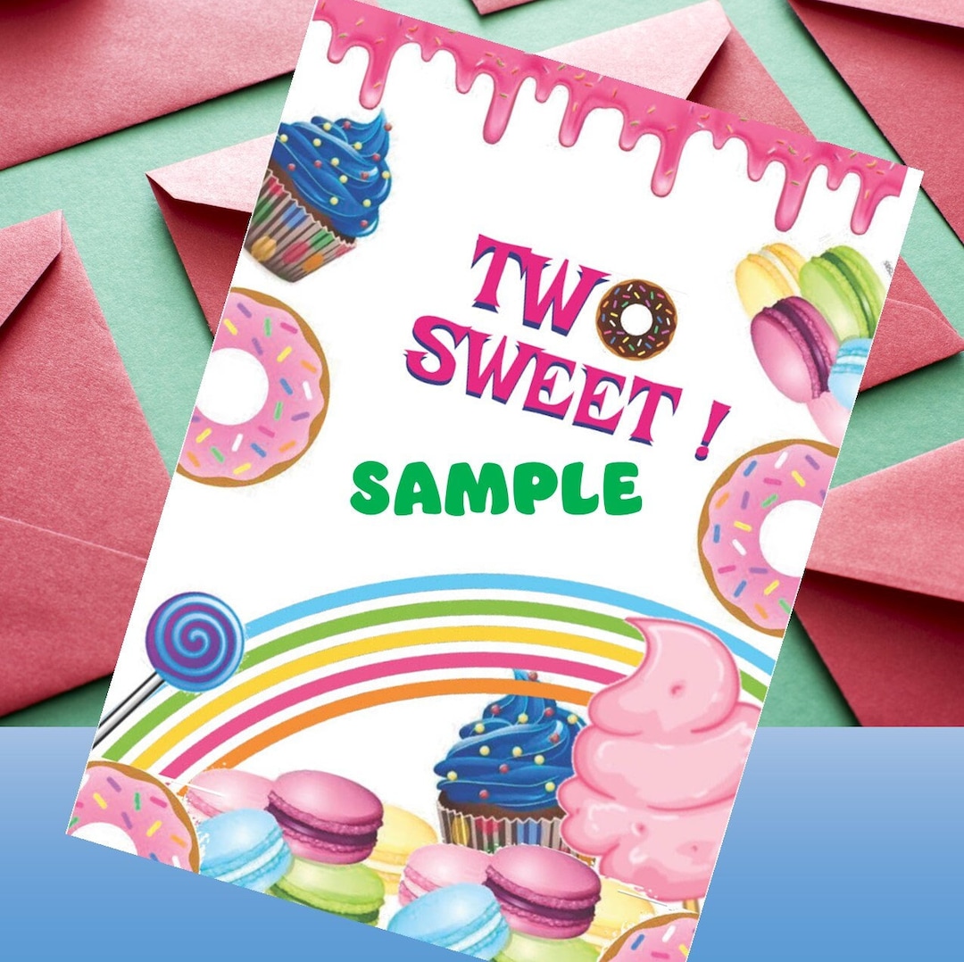 EDITABLE Two Sweet Invitation Bright Candy Sweet Party - Digital File ...