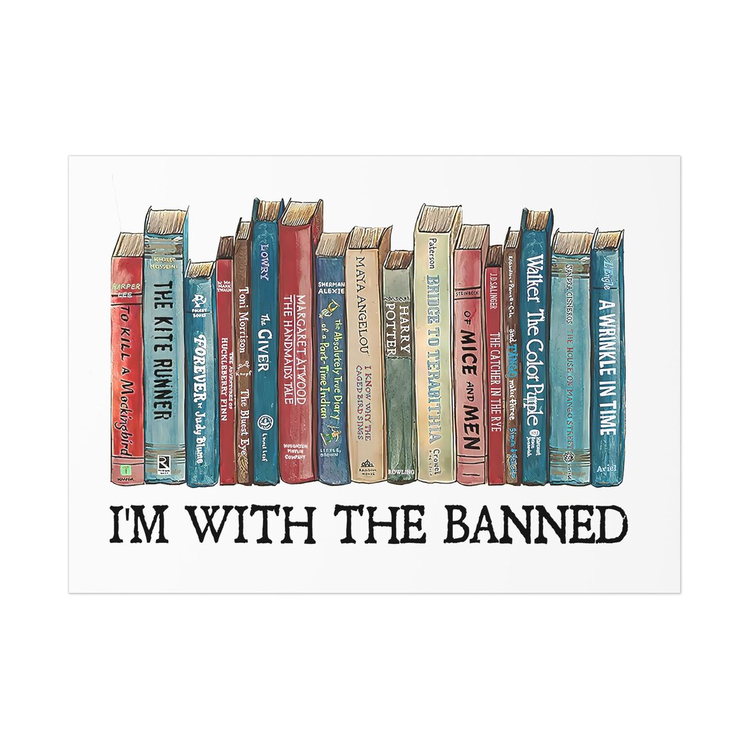 I'm With the Banned Book Stack Poster | Censorship Humor Print - Etsy