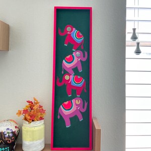Pink Elephants Wooden Plaque Entryway Decor - Hand Painted Art ...