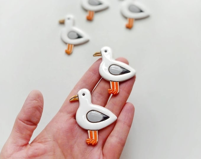 Seagull Handmade Ceramic Brooch - Etsy