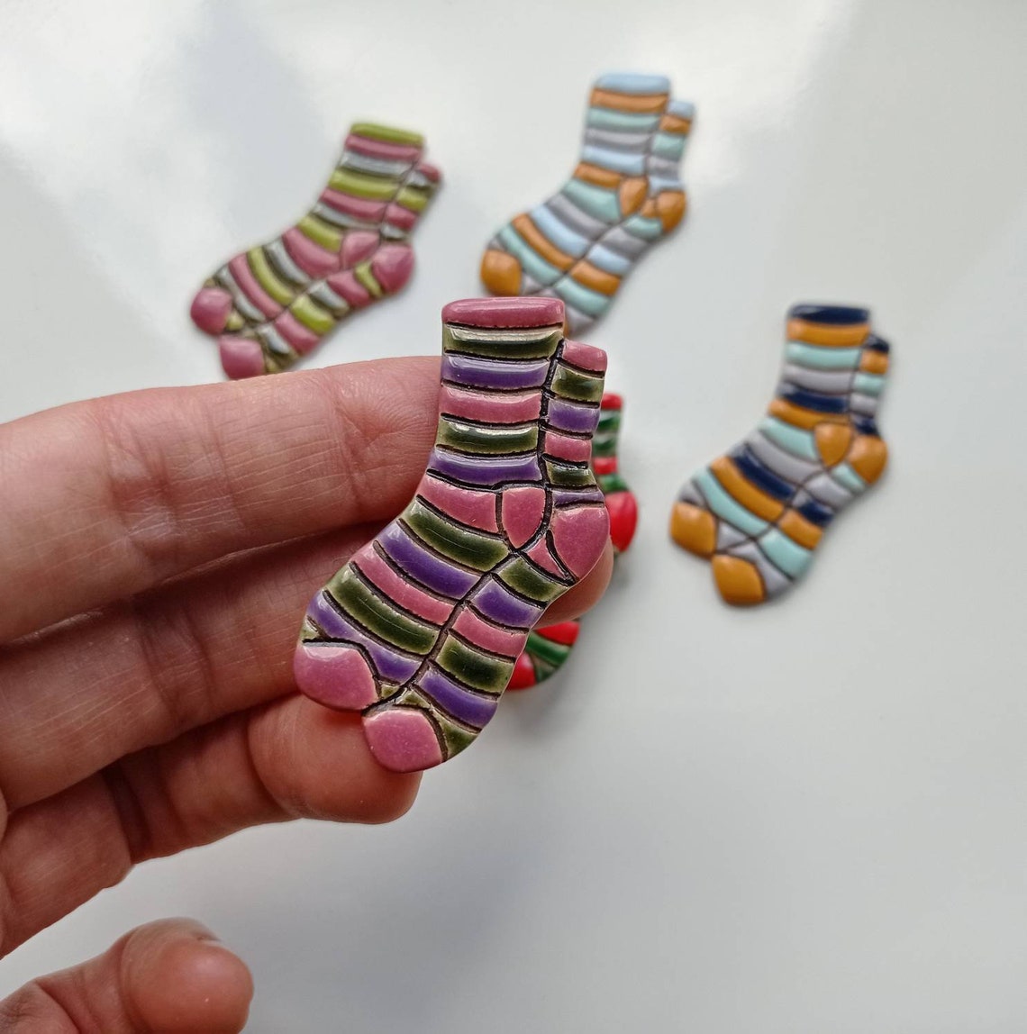 Sock Handmade Ceramic Brooch | Etsy