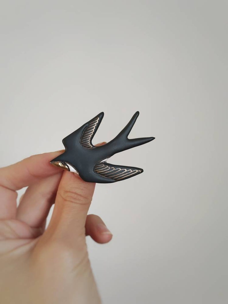 Swallow Handmade Ceramic Brooch - Etsy