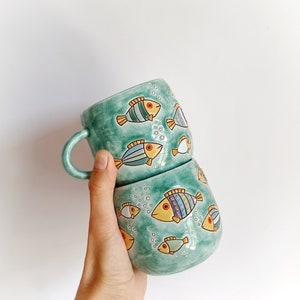 Colorful Fish Handmade Ceramic Mug - Etsy