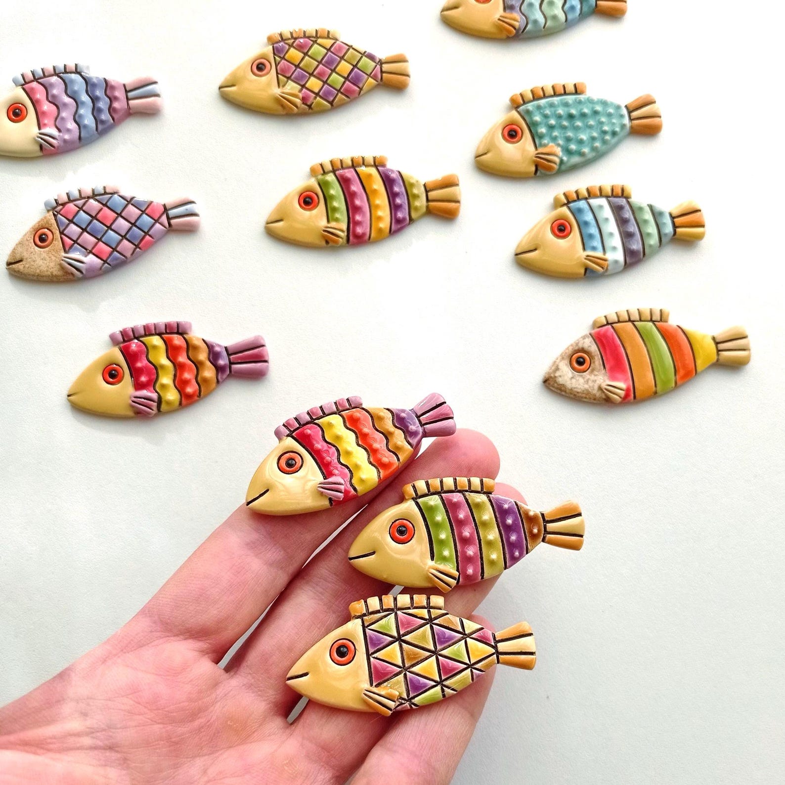 Colorful Fish Handmade Ceramic Brooch - Etsy