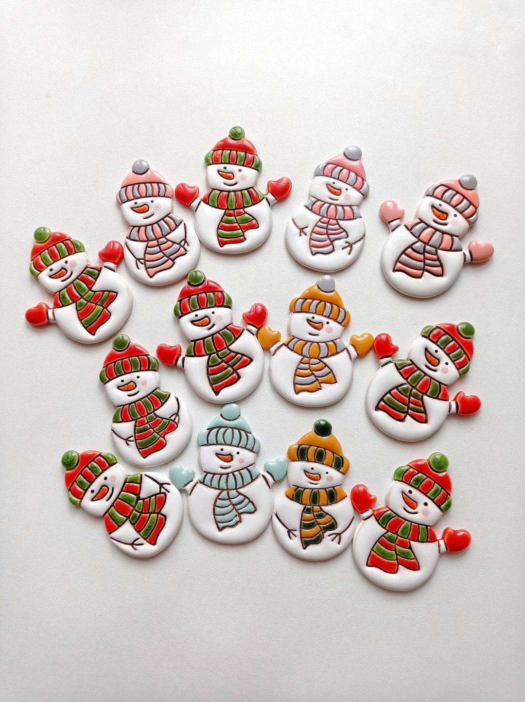 Snowman Handmade Ceramic Brooch, Christmas Pin - Etsy