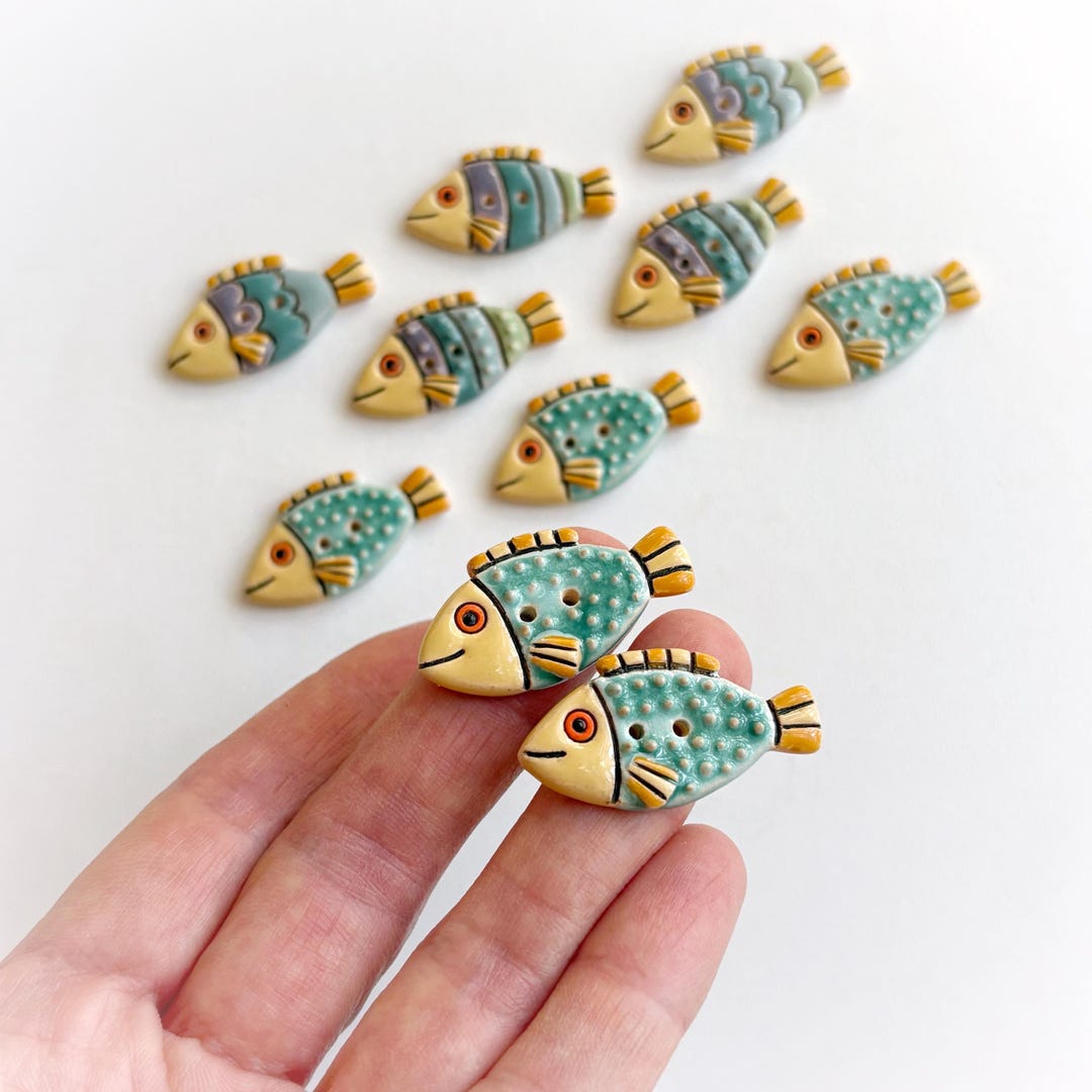 Fish Decorative Handmade Ceramic Buttons, Sewing & Knitting Supplies - Etsy