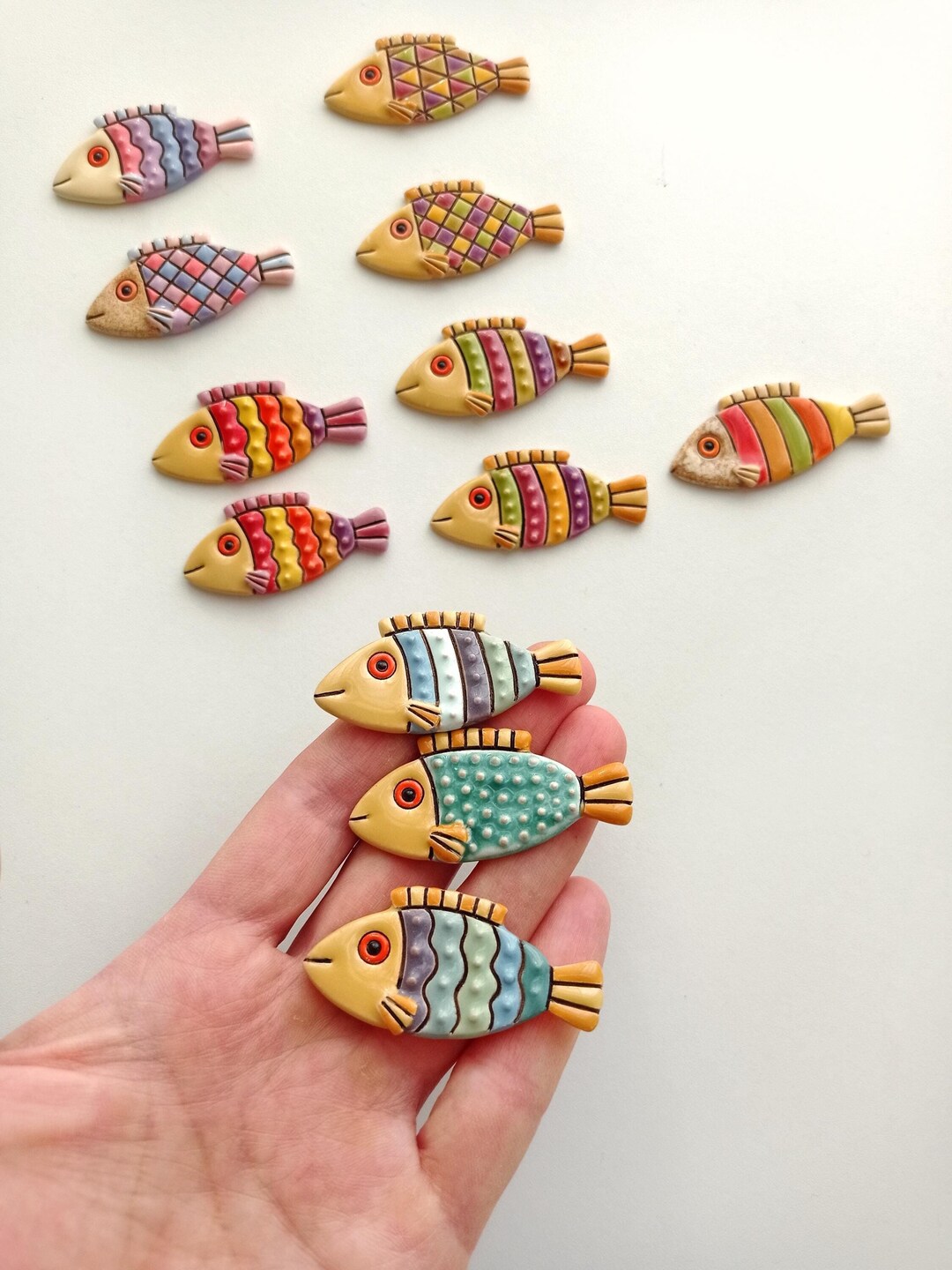 Colorful Fish Handmade Ceramic Brooch - Etsy