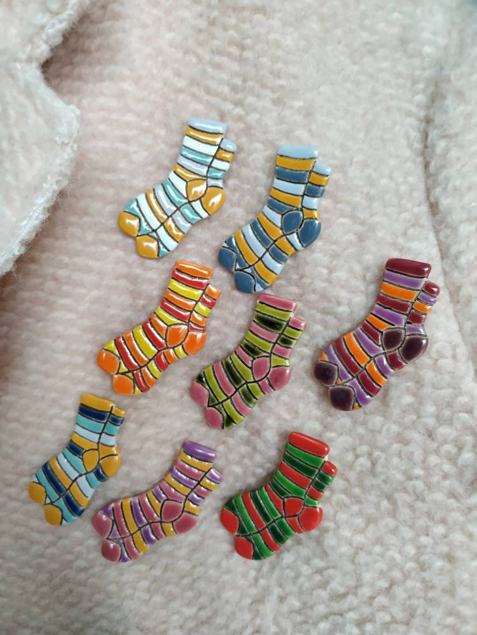 Sock Handmade Ceramic Brooch - Etsy