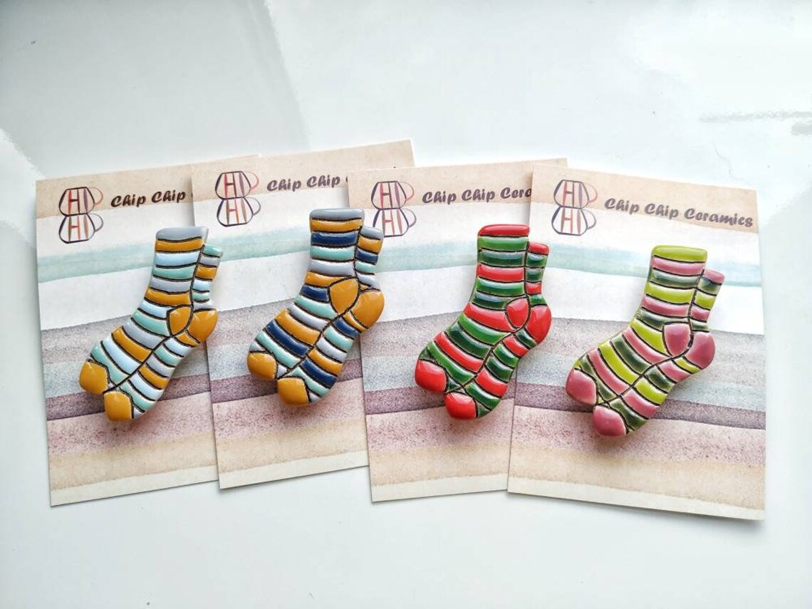 Sock Handmade Ceramic Brooch | Etsy