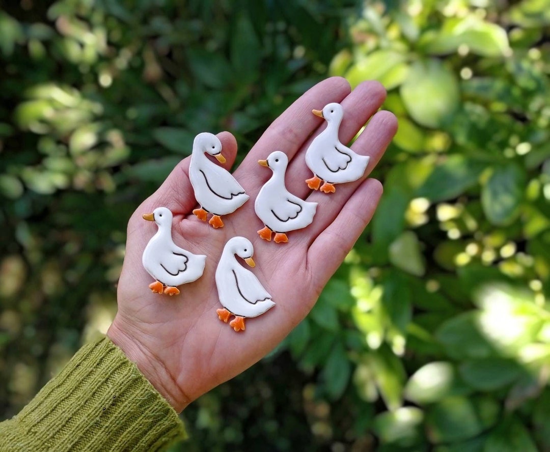 Handmade Ceramic Goose Brooch: Lightweight Bird Pin - Etsy