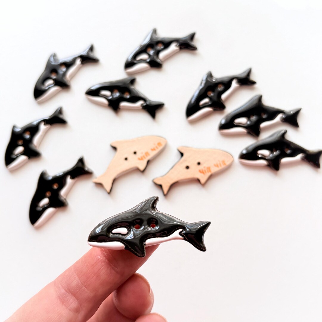 Orca Handmade Ceramic Button, Small Killer Whale Sewing & Knitting ...