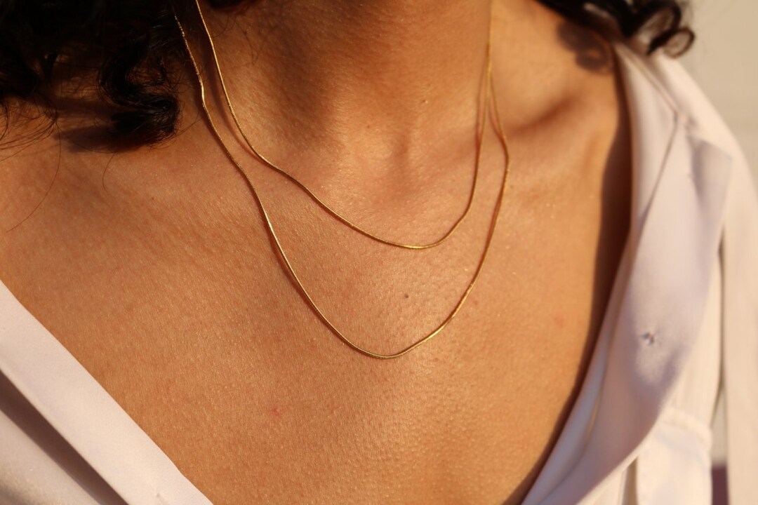18k Snake Chain Necklace, One 18k Snake Chain Gold, Necklace, Chain ...