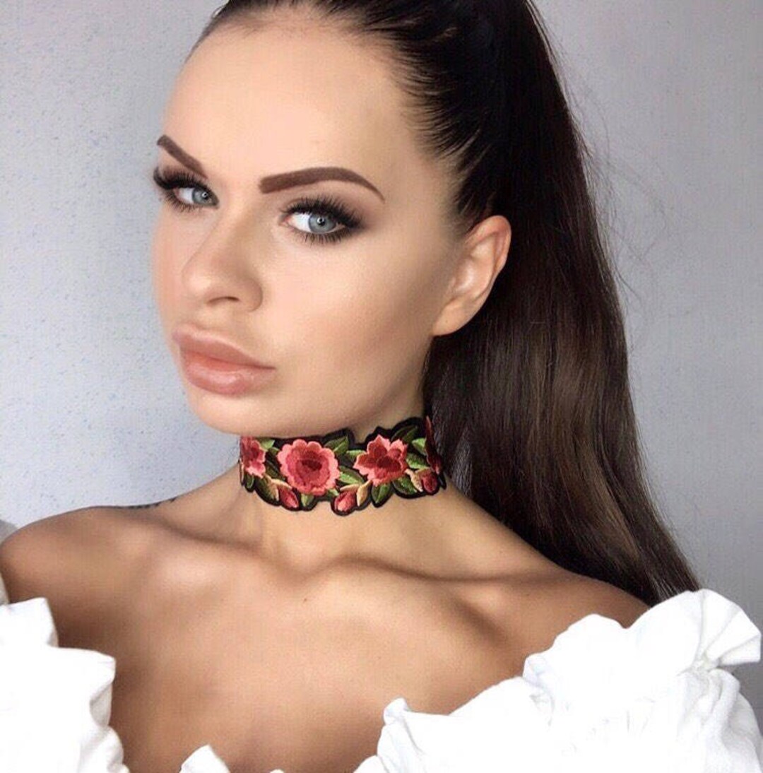 Bohemian Boho Printed Flower Choker Necklace for Women - Etsy