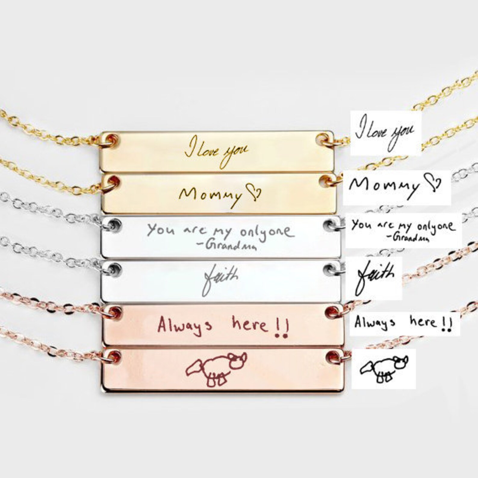 Gold Handwriting Necklace Custom Handwriting Jewelry Gifts for - Etsy ...